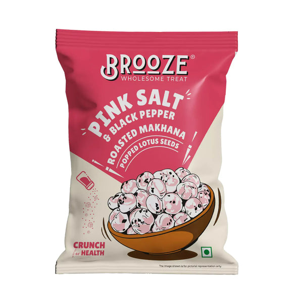 Brooze Pink Salt & Black Pepper Roasted Makhana - 16g/pack